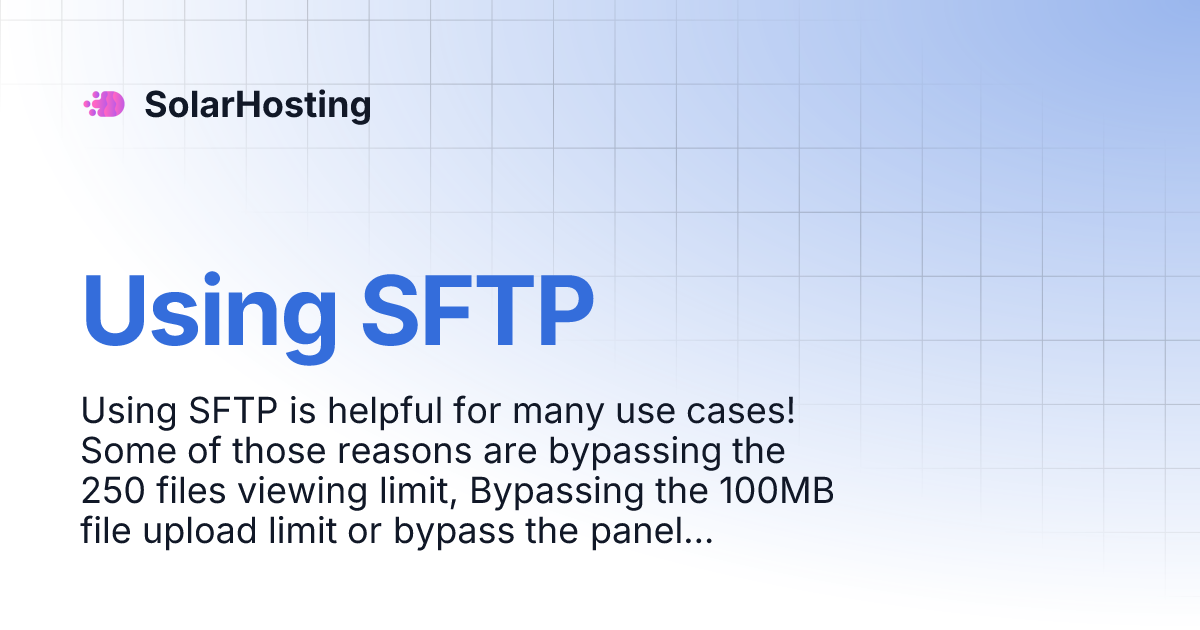 Using SFTP | SolarHosting